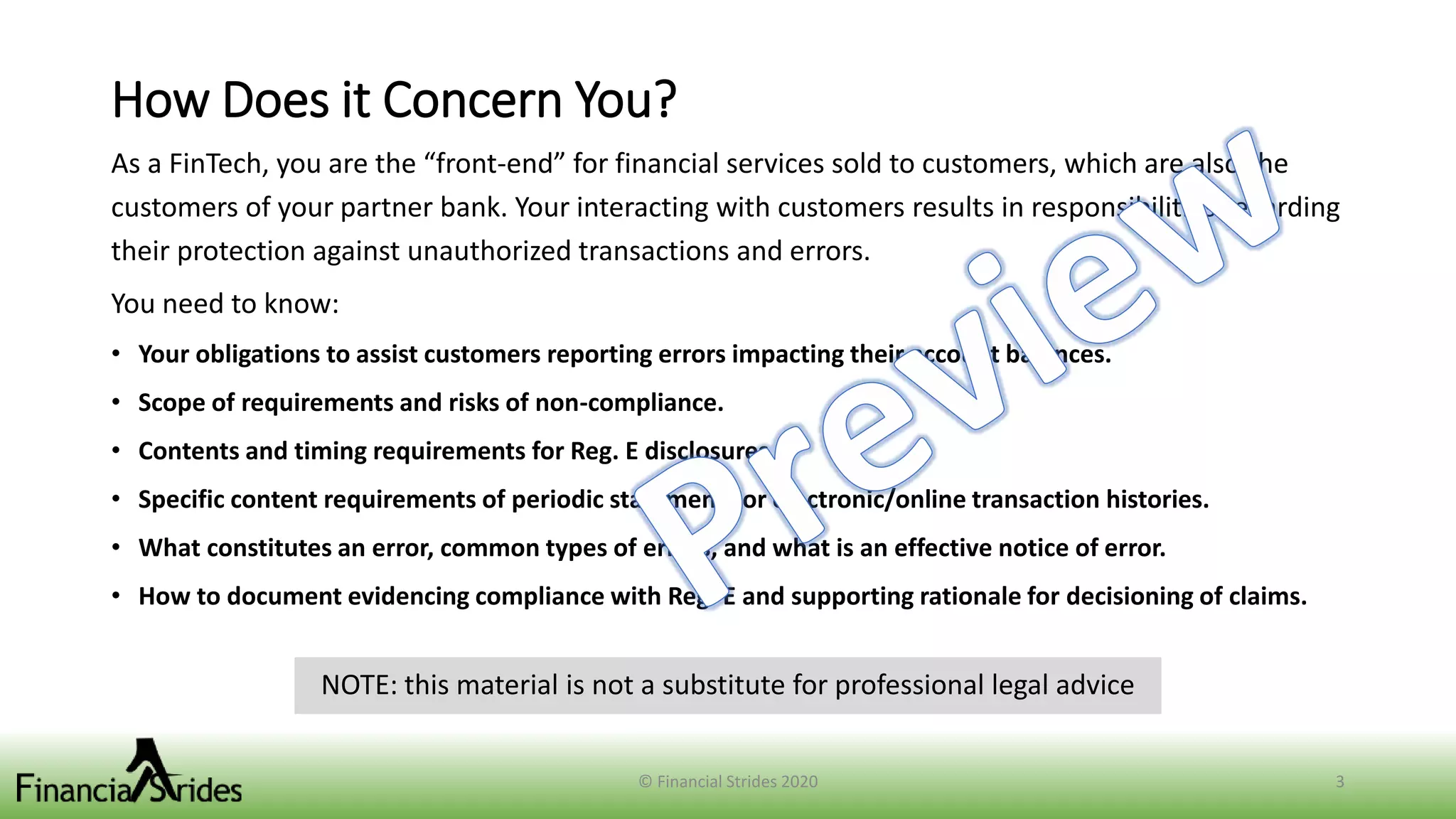 Reg E training preview | PPTX