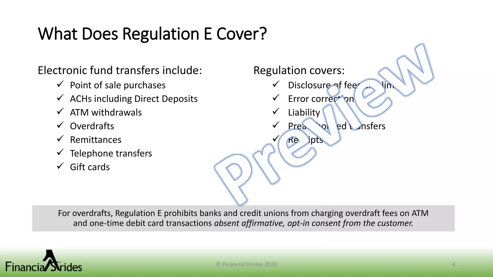 Reg E training preview | PPTX