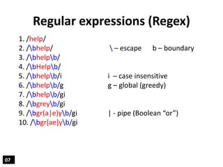 Regular expressions for JavaScript | PPTX