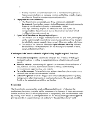 reggio Emilia approach key principle doc | DOCX