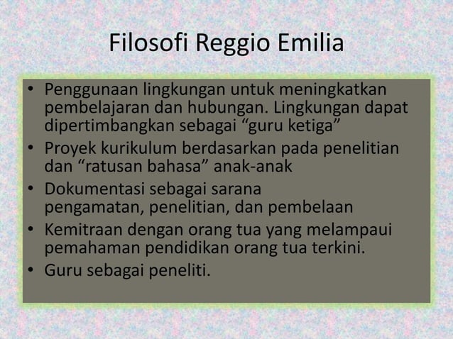Reggio emilia approach ppt | PPTX