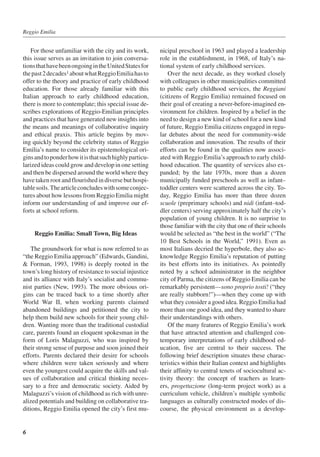 Reggio emilia as cultural activity theory in practice. | PDF