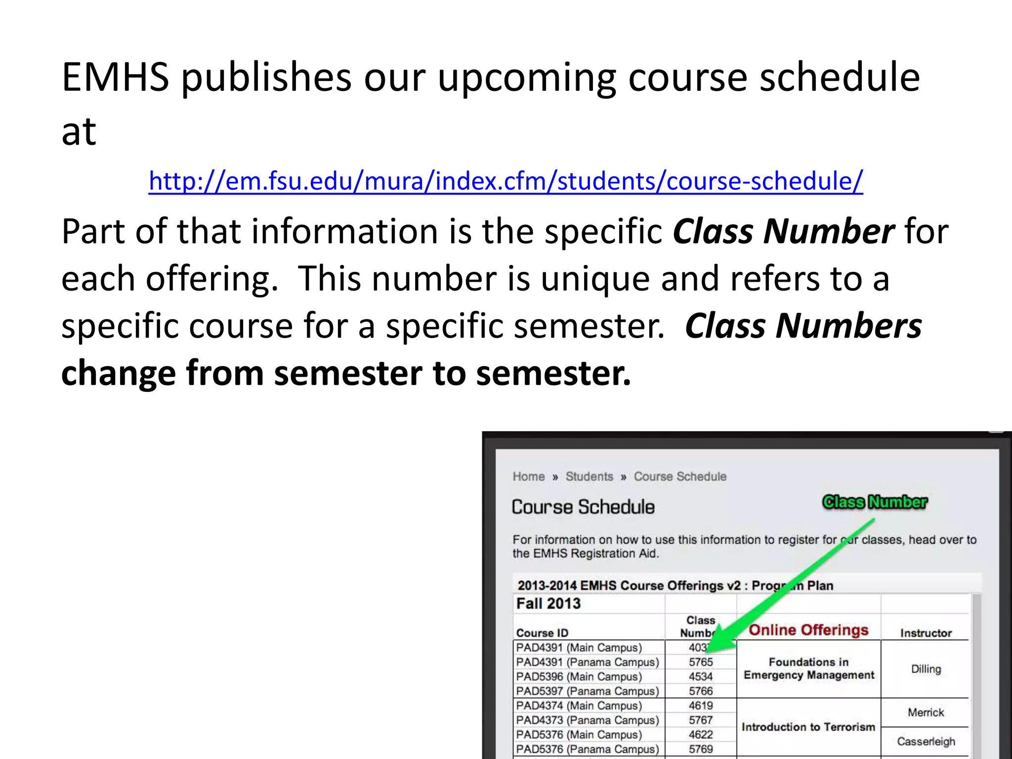 FSU EMHS Registration Aid | PPT