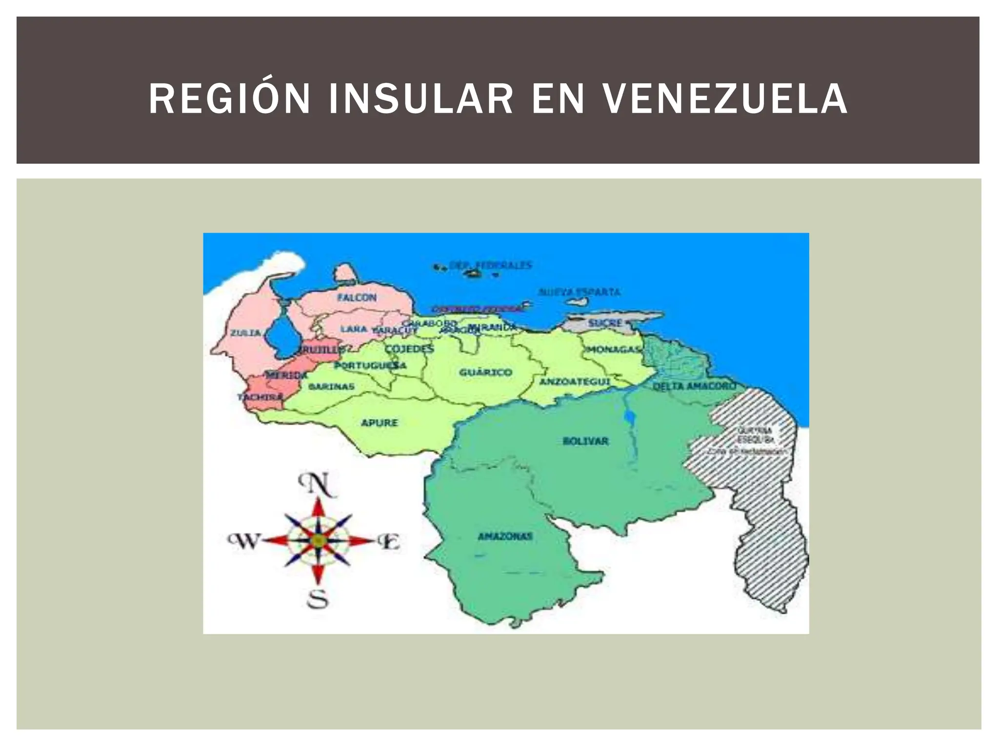 Mapa de la región insular de Venezuela con sus estados | PPTX