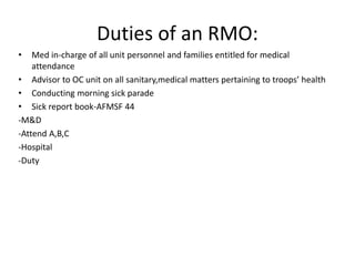 Regimental Medical Officer(rmo) | PPTX