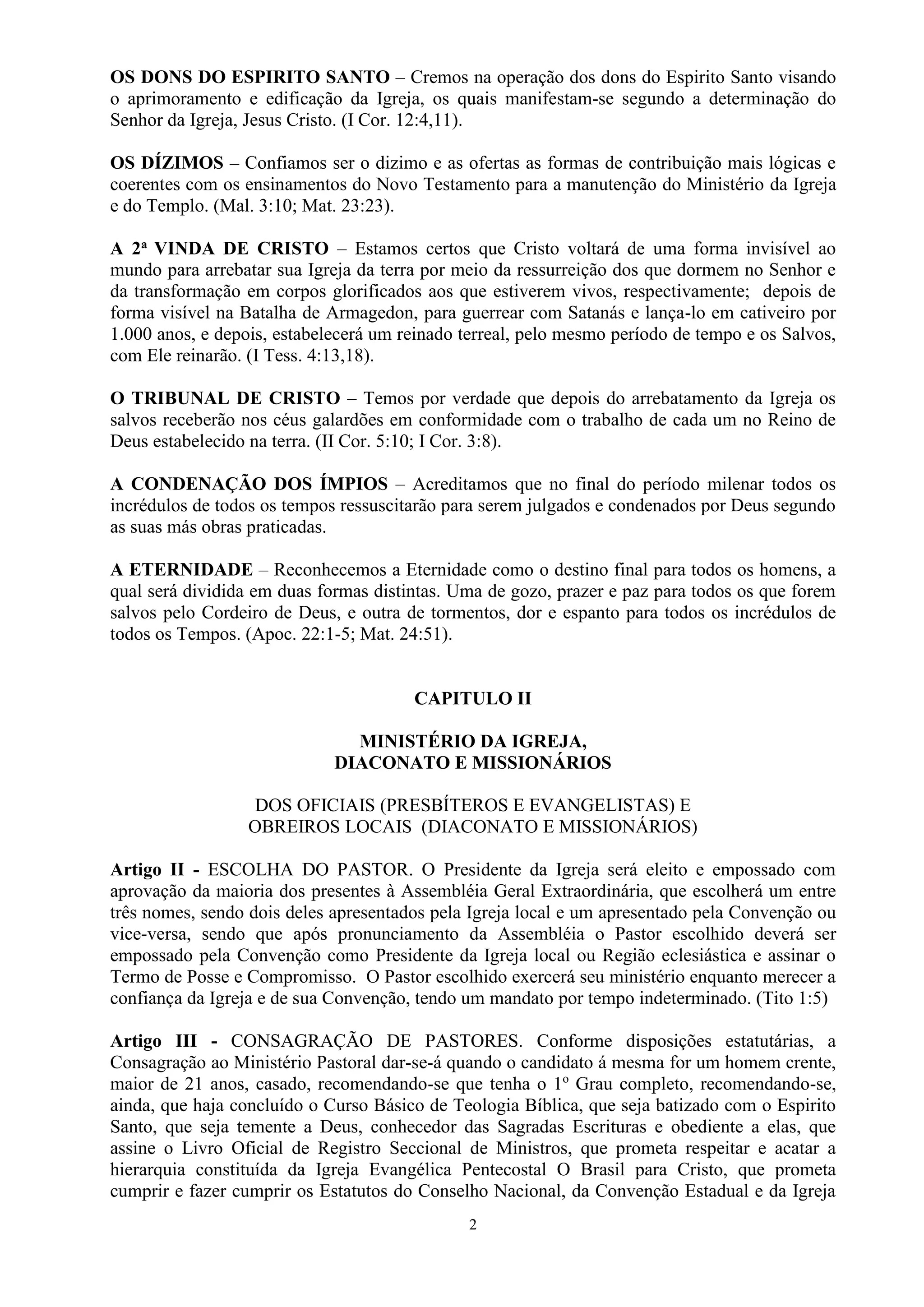 Regimento Interno das Igrejas OBPC | PDF