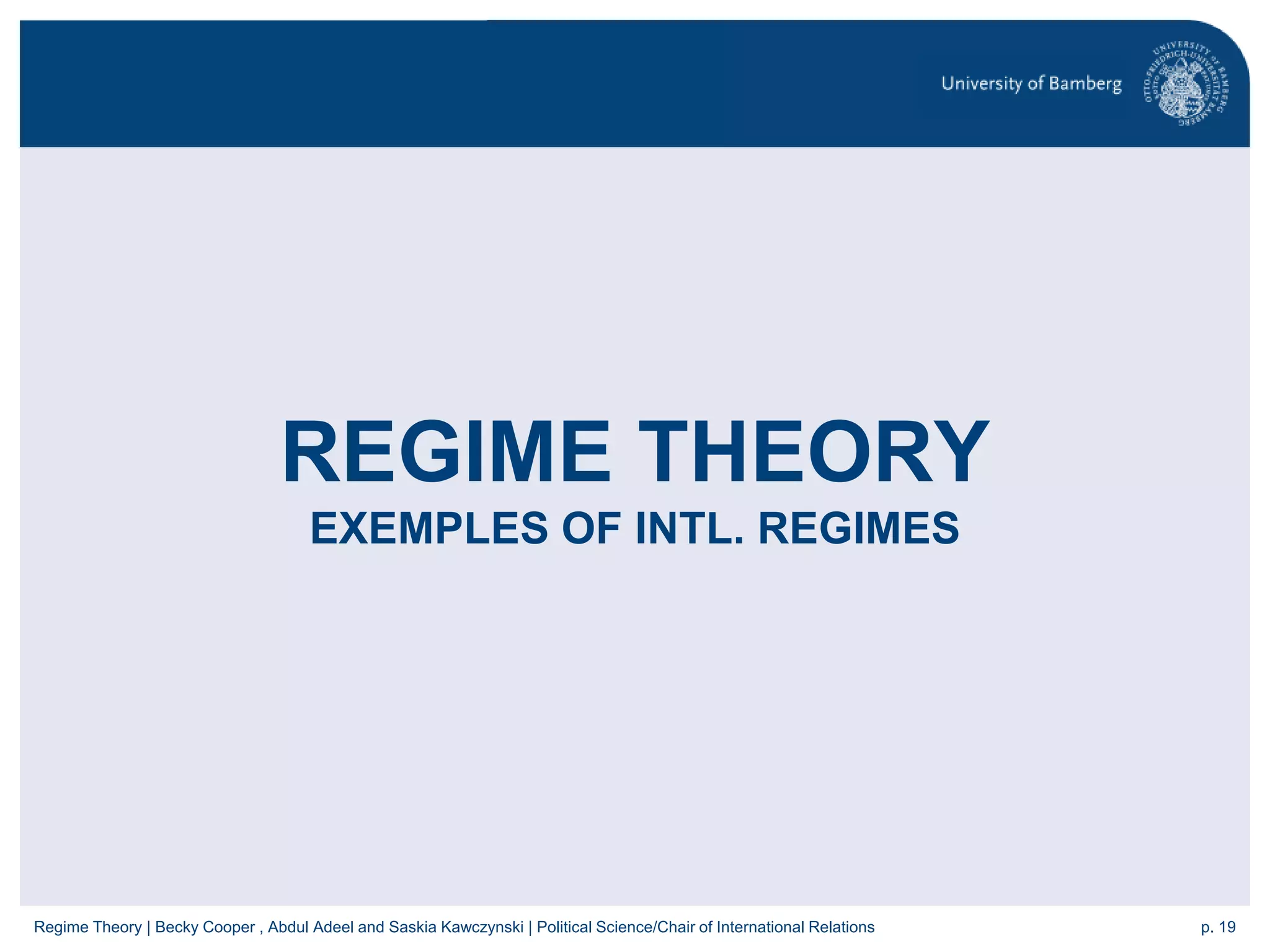 Regime theory – International Regimes | PPTX