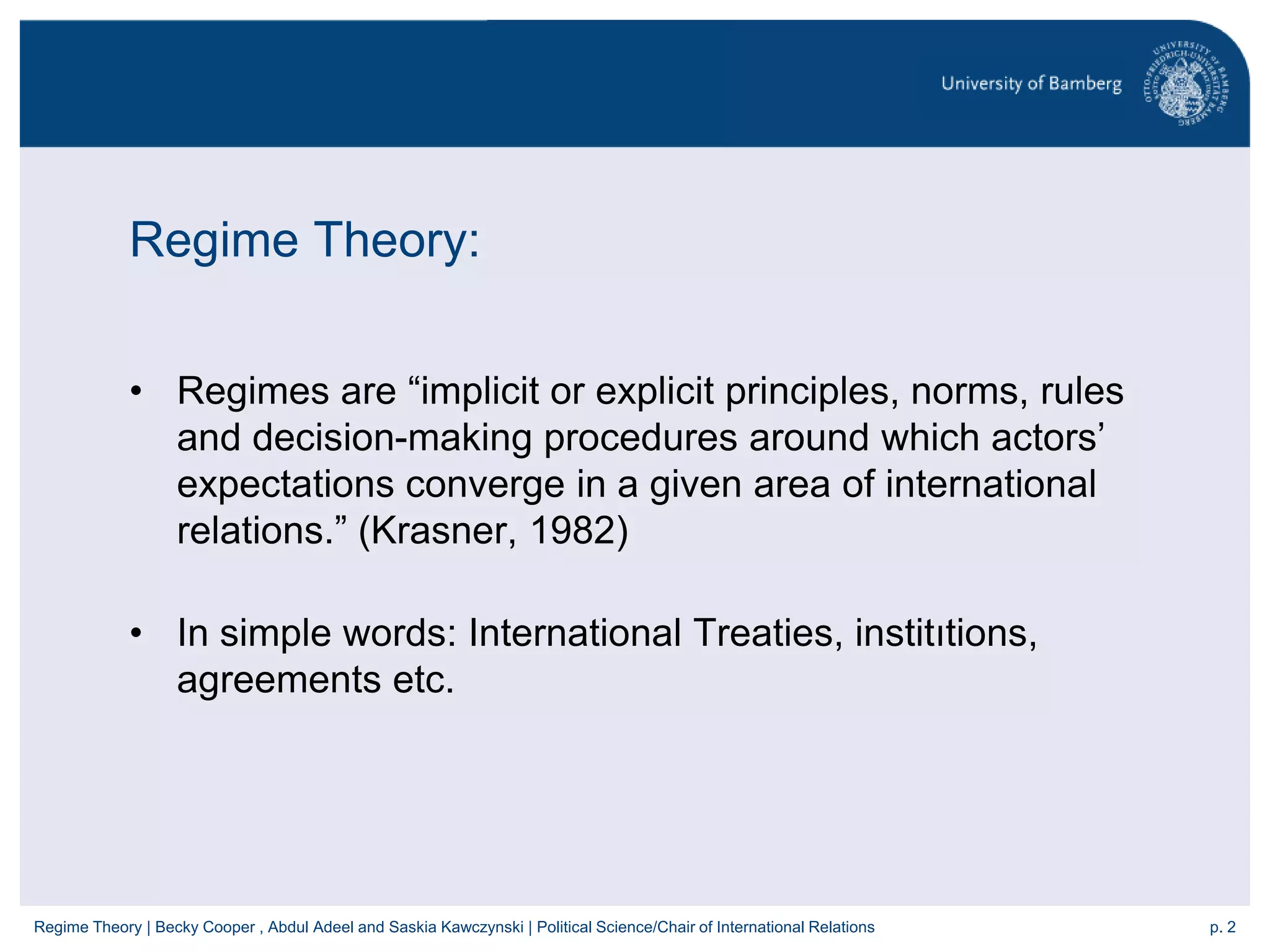 Regime theory – International Regimes | PPTX | Political Issues ...