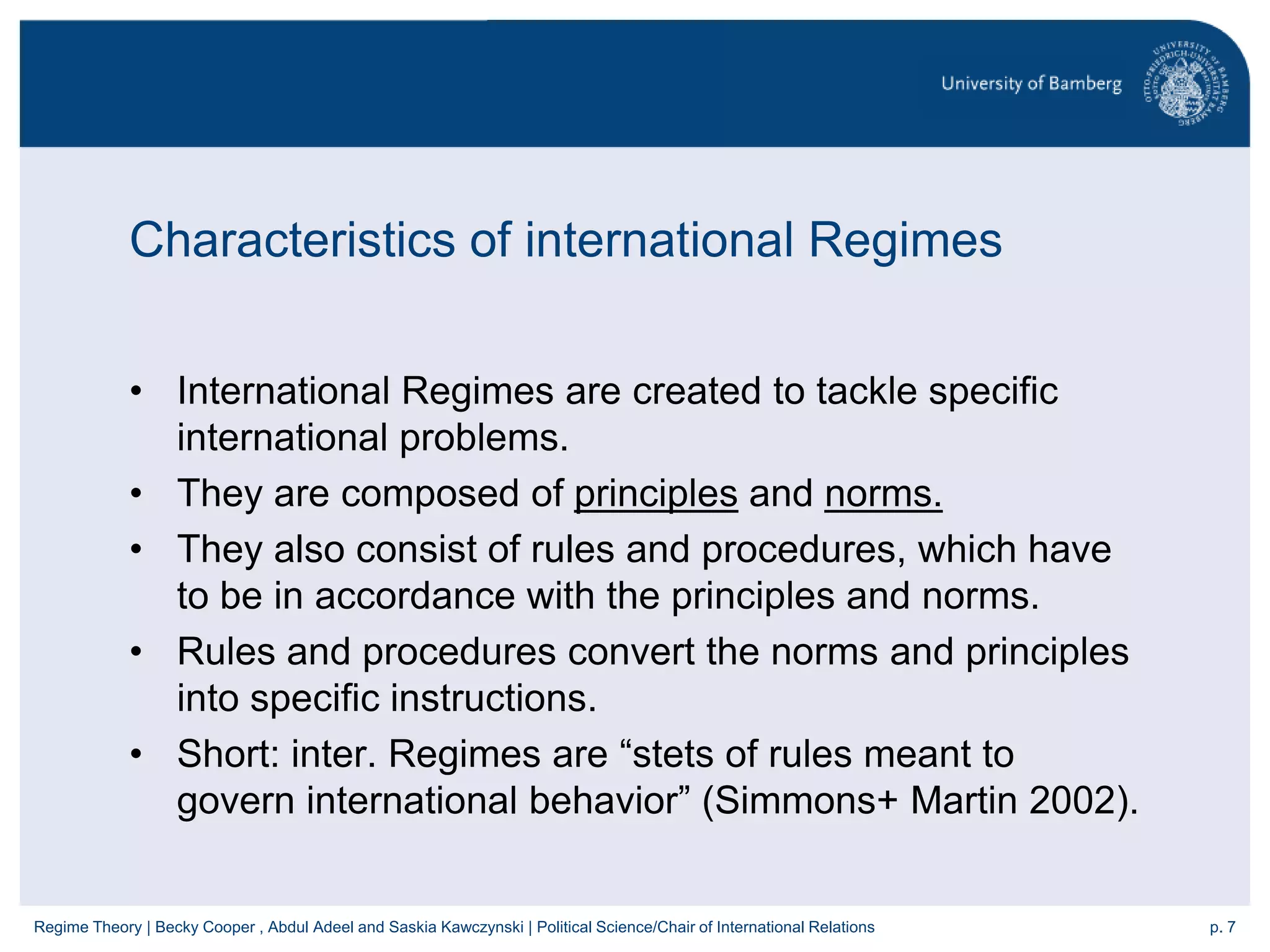 Regime theory – International Regimes | PPTX
