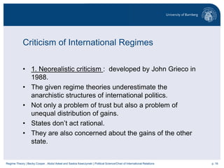 Regime theory – International Regimes | PPTX