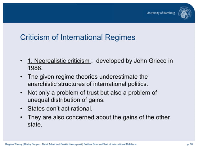 Regime theory – International Regimes | PPTX | Political Issues ...