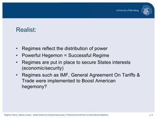 Regime theory – International Regimes | PPTX
