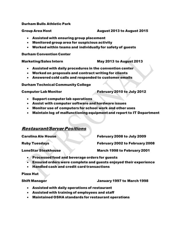 Reginald terry resume temple | DOCX