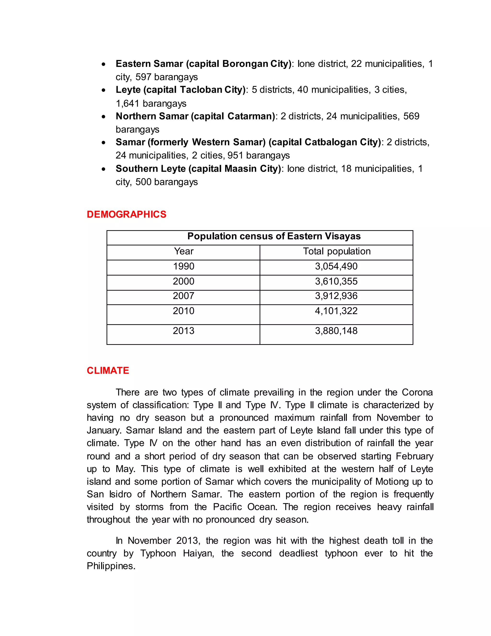 Region 8 EASTERN VISAYAS | DOCX