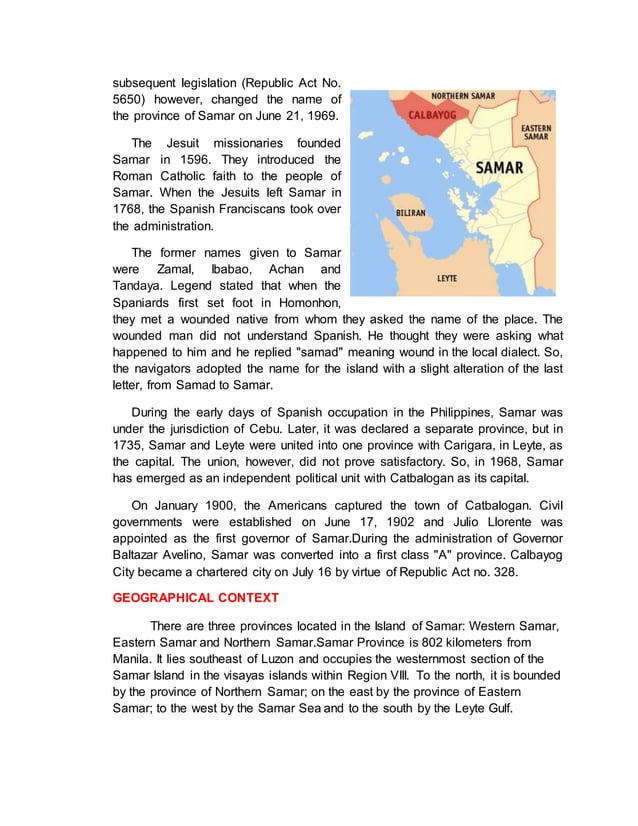 Region 8 EASTERN VISAYAS | DOCX | Geography | Science