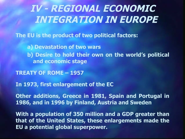 Regional Economic Integration | PPT | Political Issues & policy | Politics