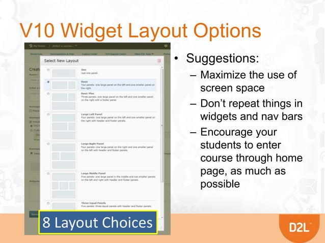 D2L Regional Events 2014 - Building Custom Widgets in Brightspace | PPT
