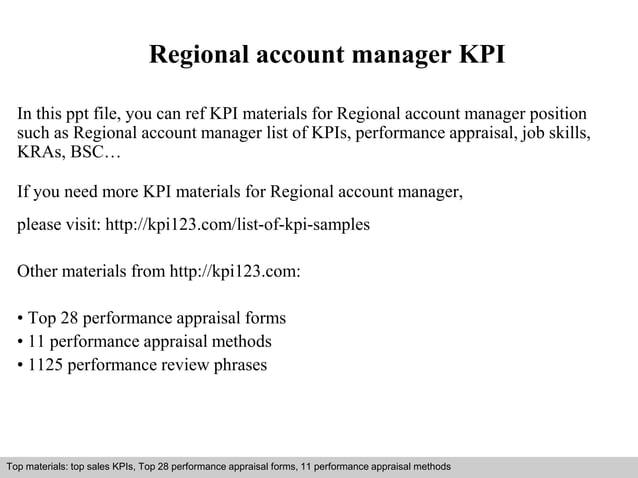 Regional account manager kpi | PPT