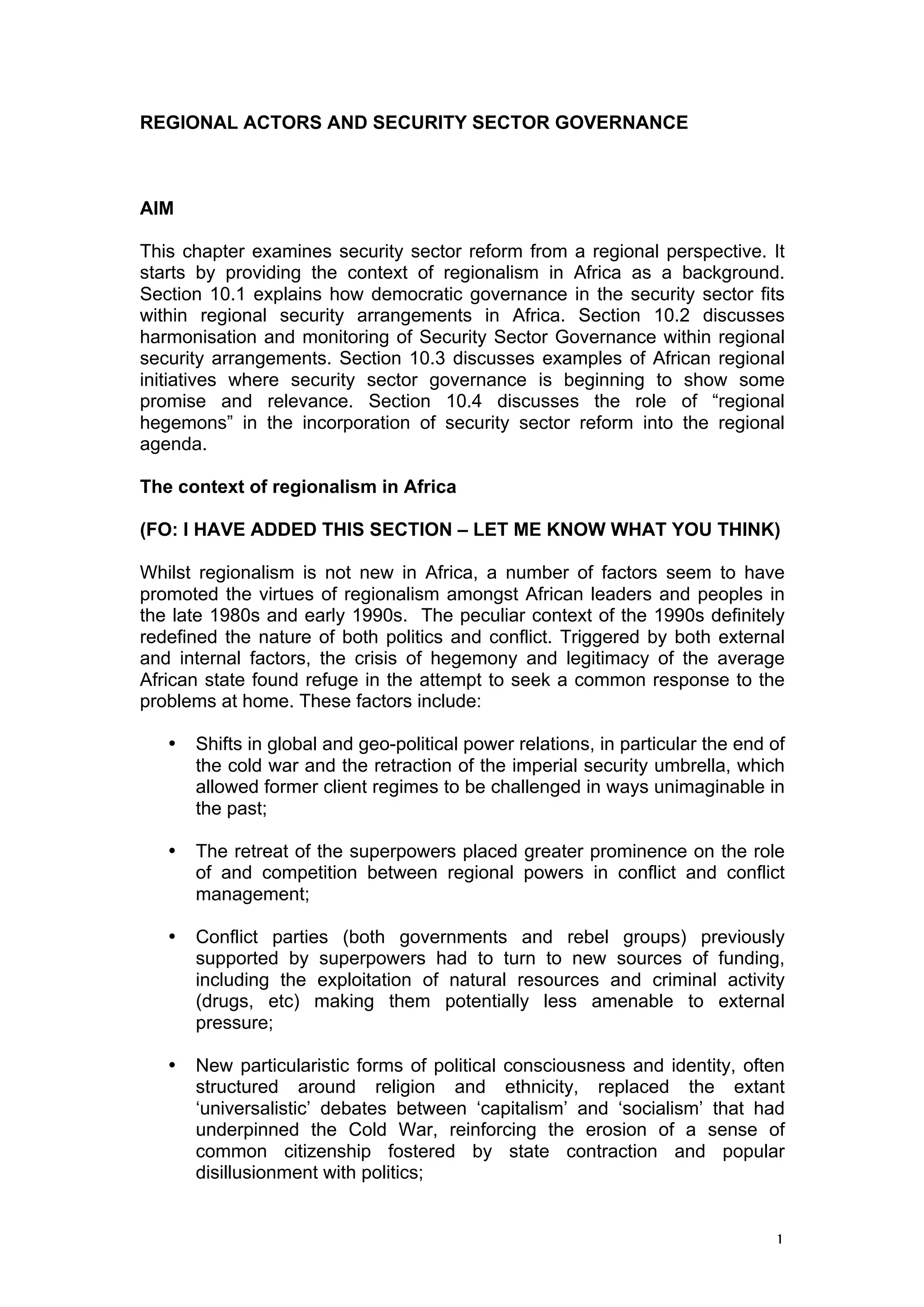 Regional actors and security sector governance | PDF