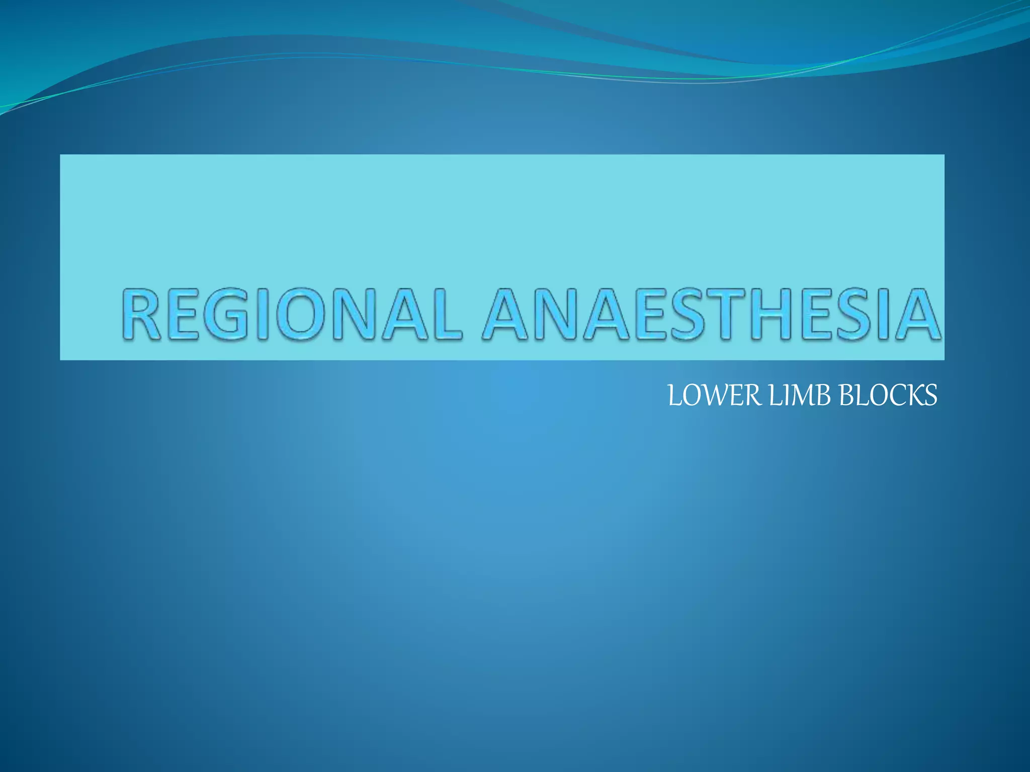 Regional anaesthesia lower limb blocks | PPTX