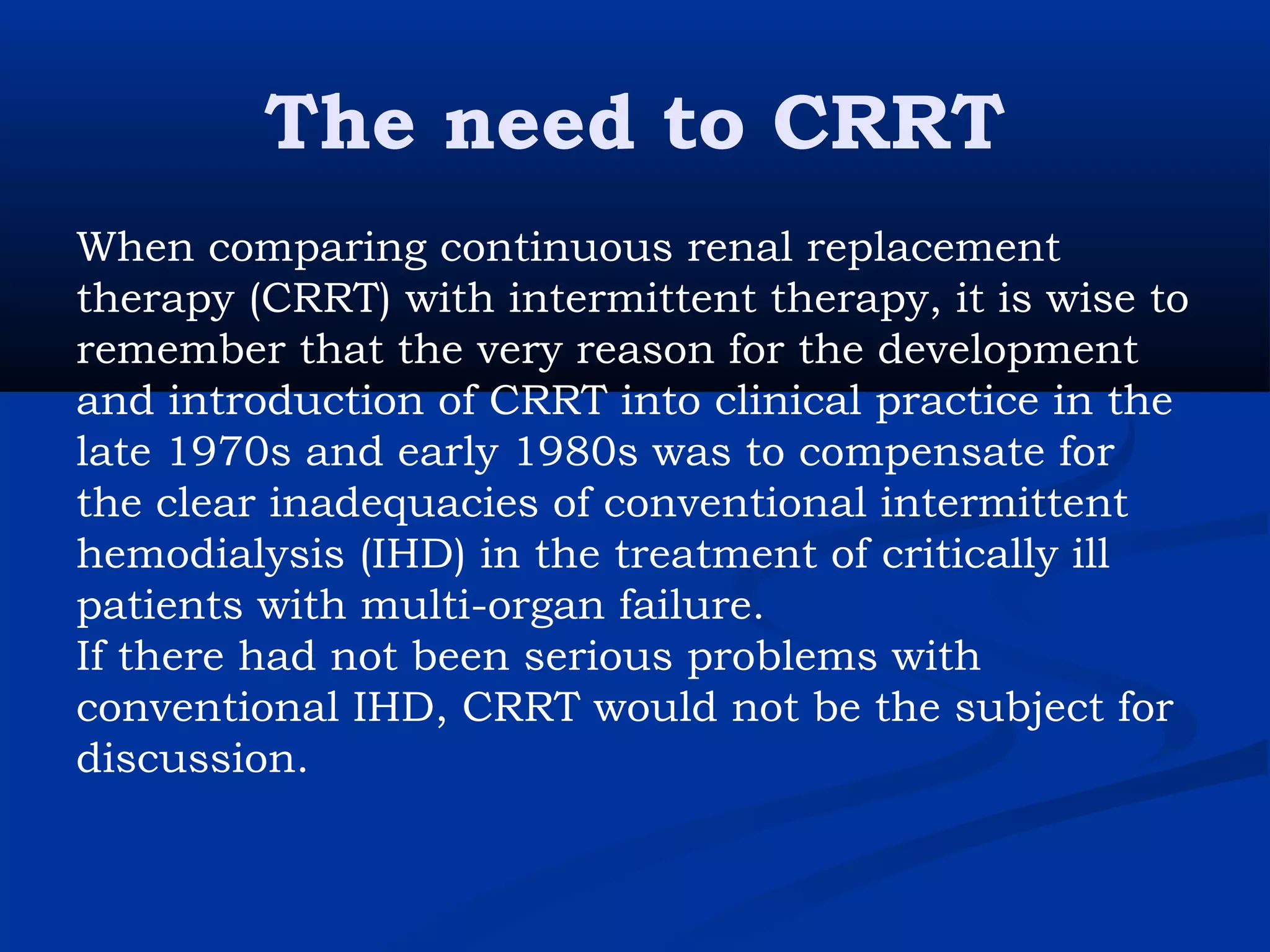 CRRT | PPT | Blood Disorders | Diseases and Conditions