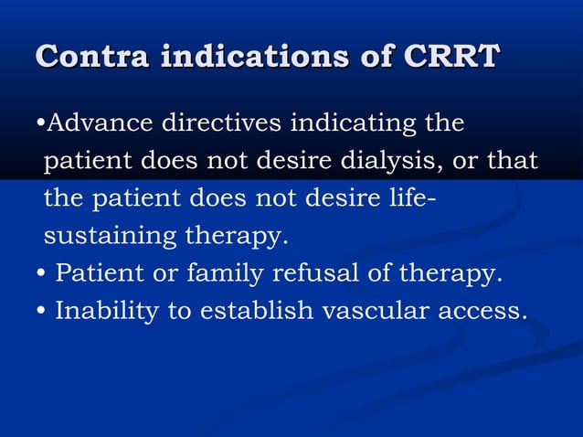 CRRT | PPT | Blood Disorders | Diseases and Conditions