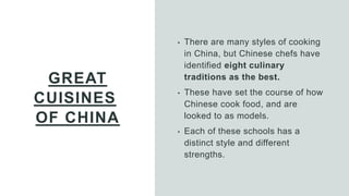 Regional cuisines of china | PPTX | Cooking | Food & Drink