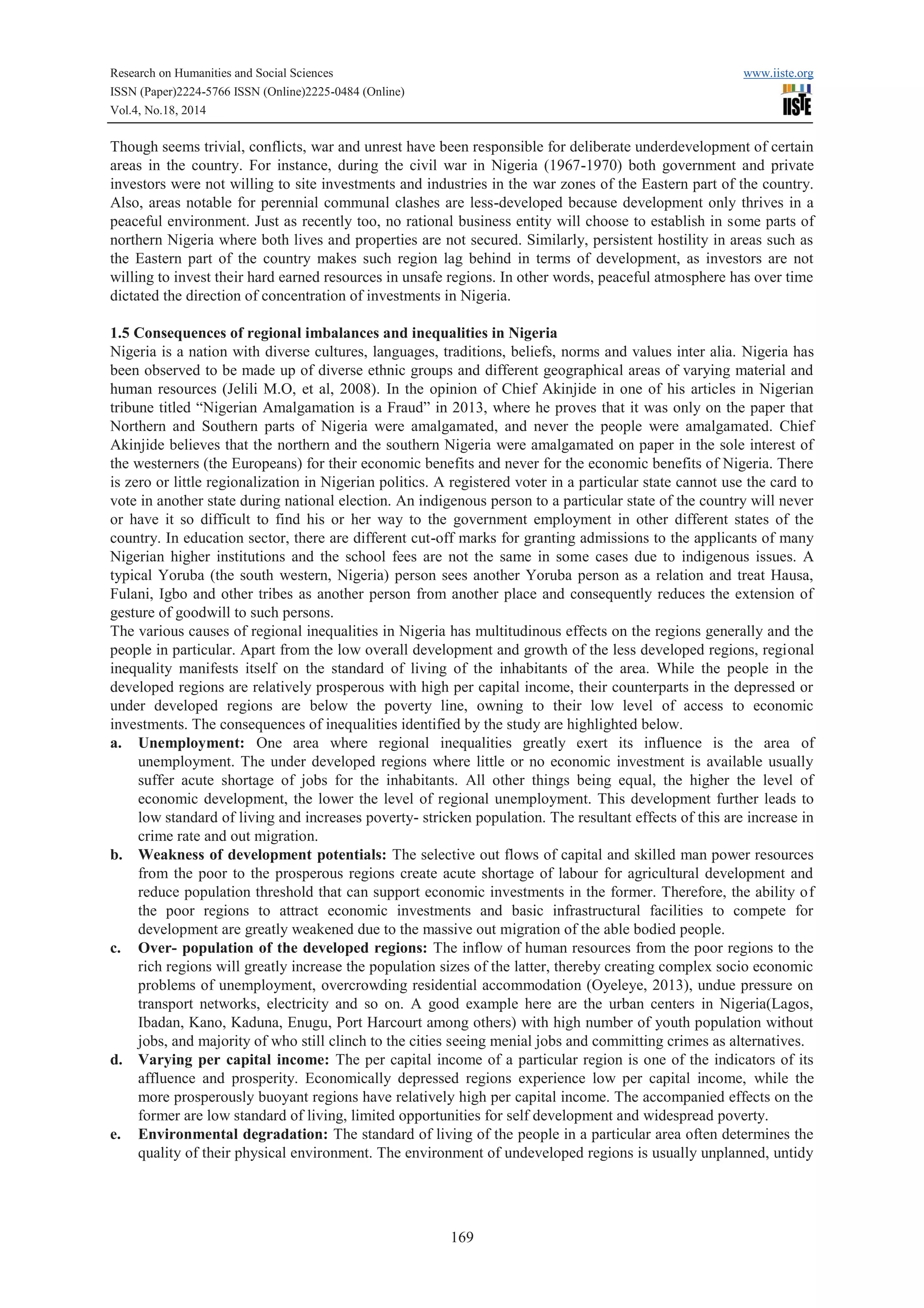 Regional imbalances and inequalities in nigeria | PDF