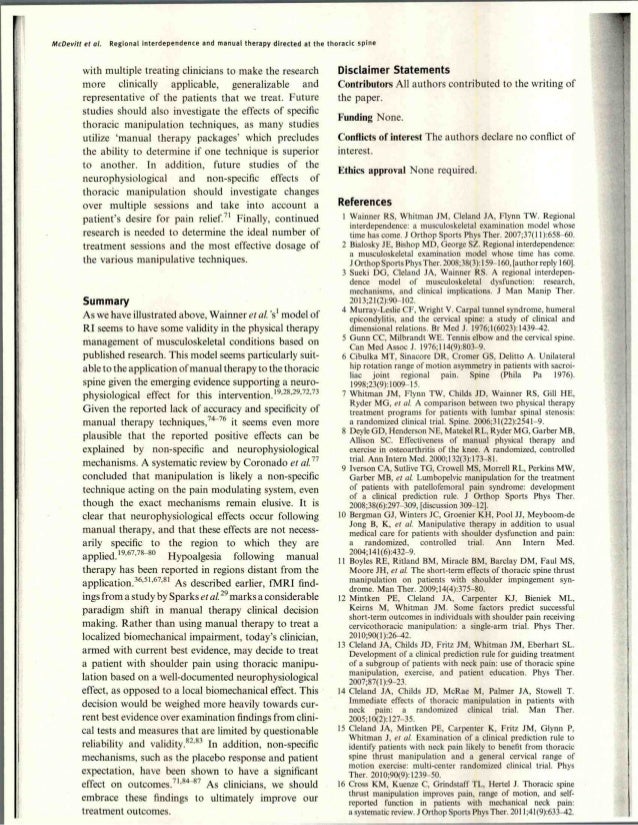 Regional interdependence and manual therapy directed at the thoracic