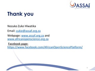 The African Story of Open Research - Nozuko Zukie Hlwatika | PDF