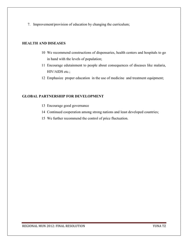 Regional mun final resolution 2012 | PDF