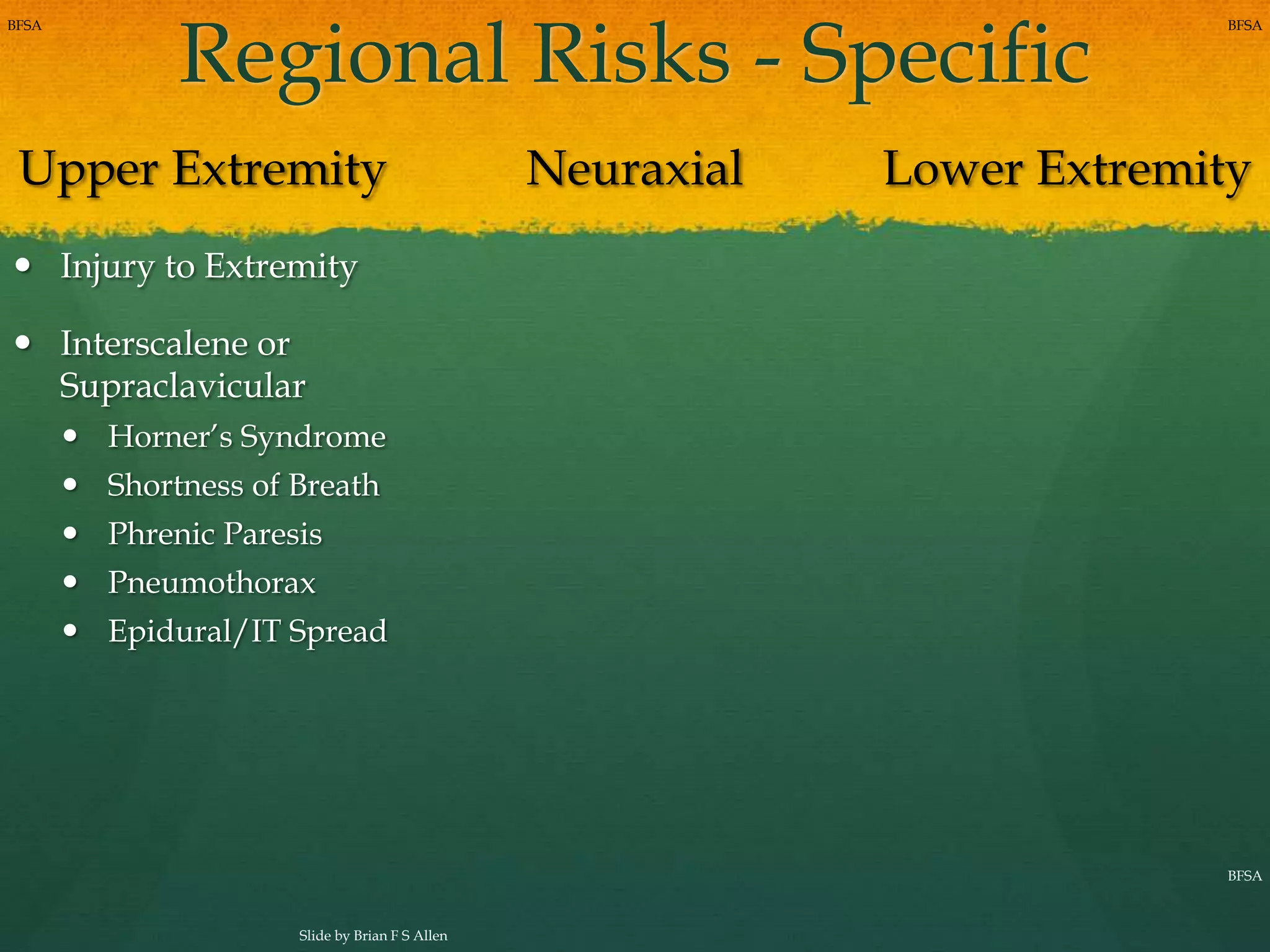 Regional anesthesia risks and benefits | PPTX