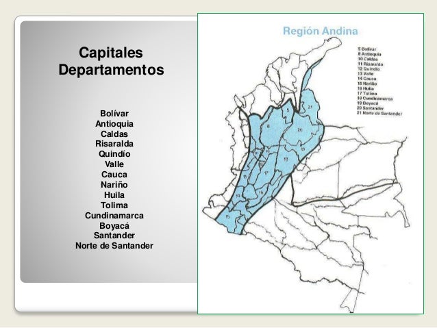 Mapa De La Region Andina REGION ANDINA DE COLOMBIA