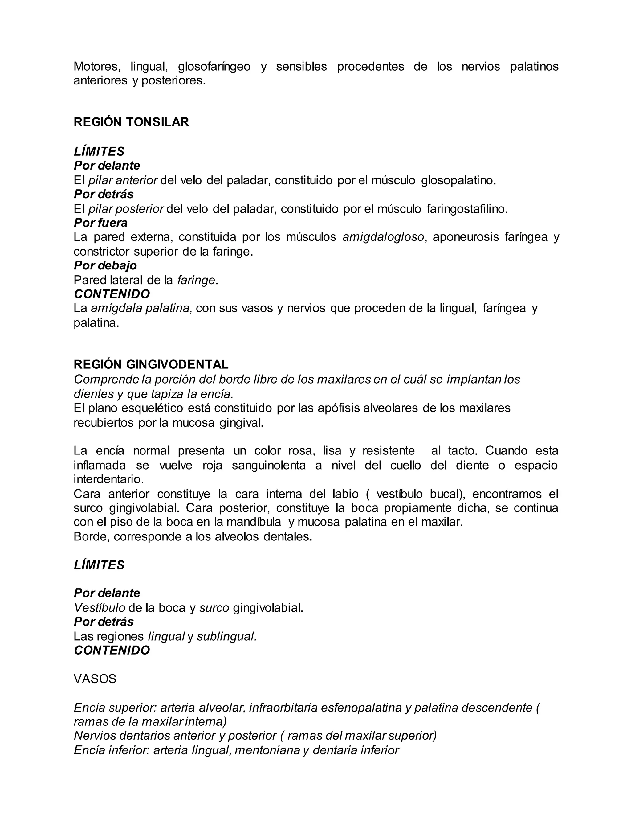 Regiones de la boca | DOCX