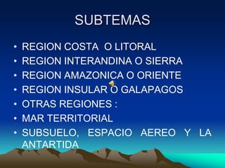 Regiones del ecuador | PPTX