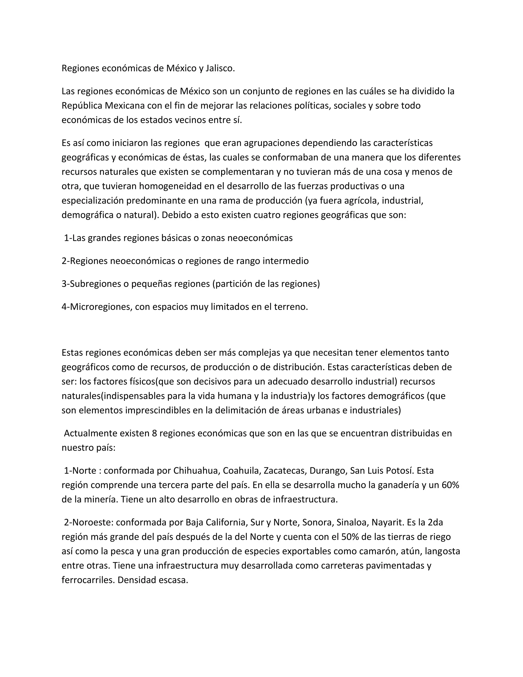 Regiones económicas de mexico y jalisco | DOCX | South America Travel ...
