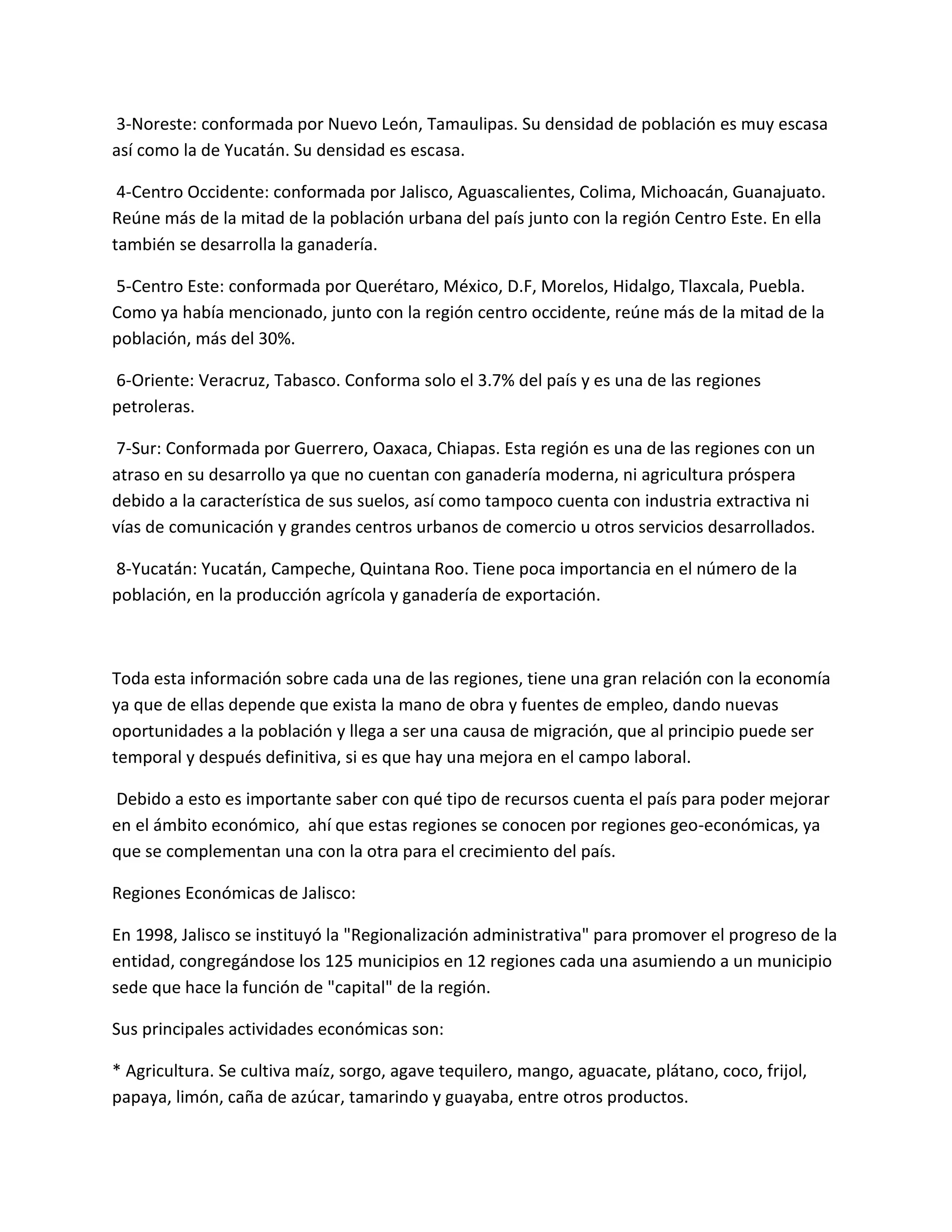 Regiones económicas de mexico y jalisco | DOCX | South America Travel ...