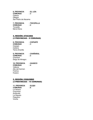 Regiones y comunas de Chile | PDF