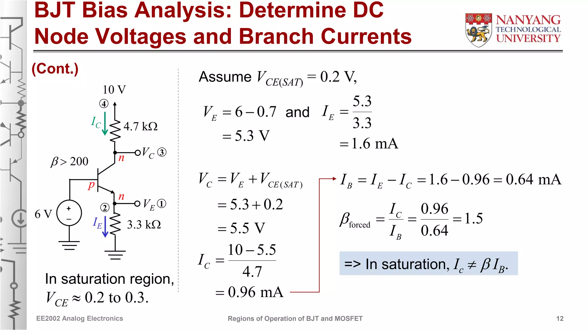 Regions of operation of bjt and mosfet | PDF
