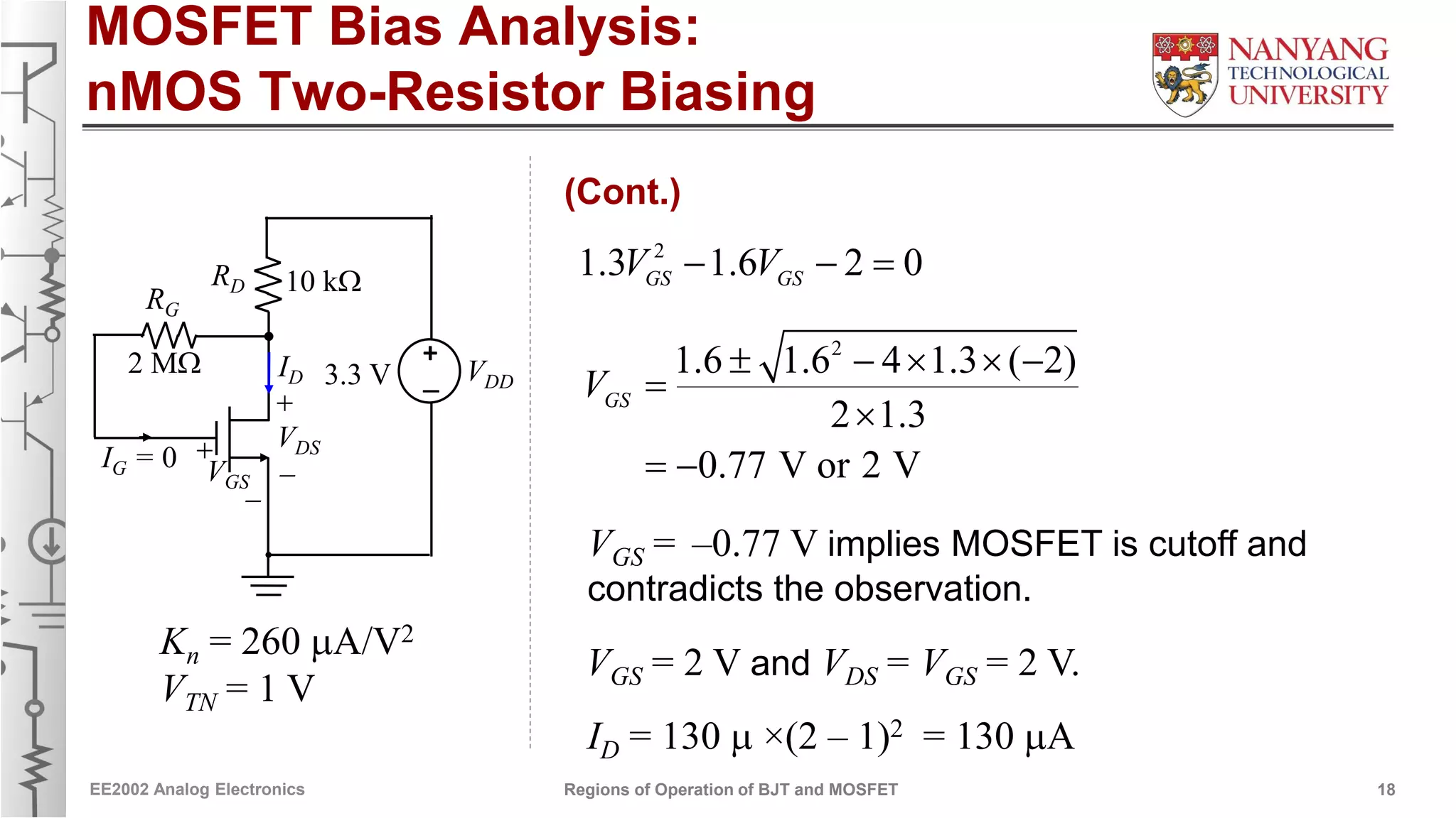 Regions of operation of bjt and mosfet | PDF