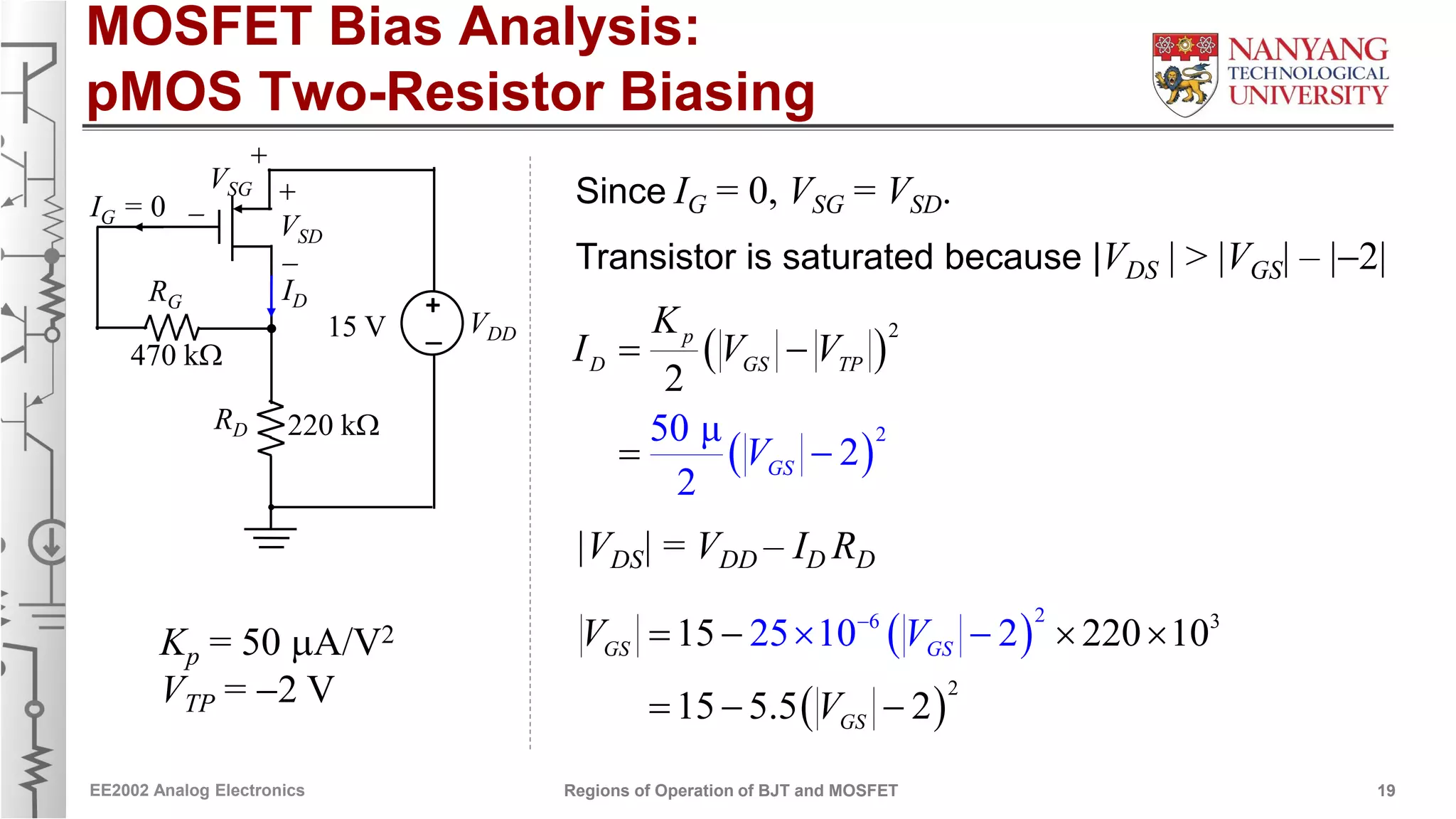 Regions of operation of bjt and mosfet | PDF