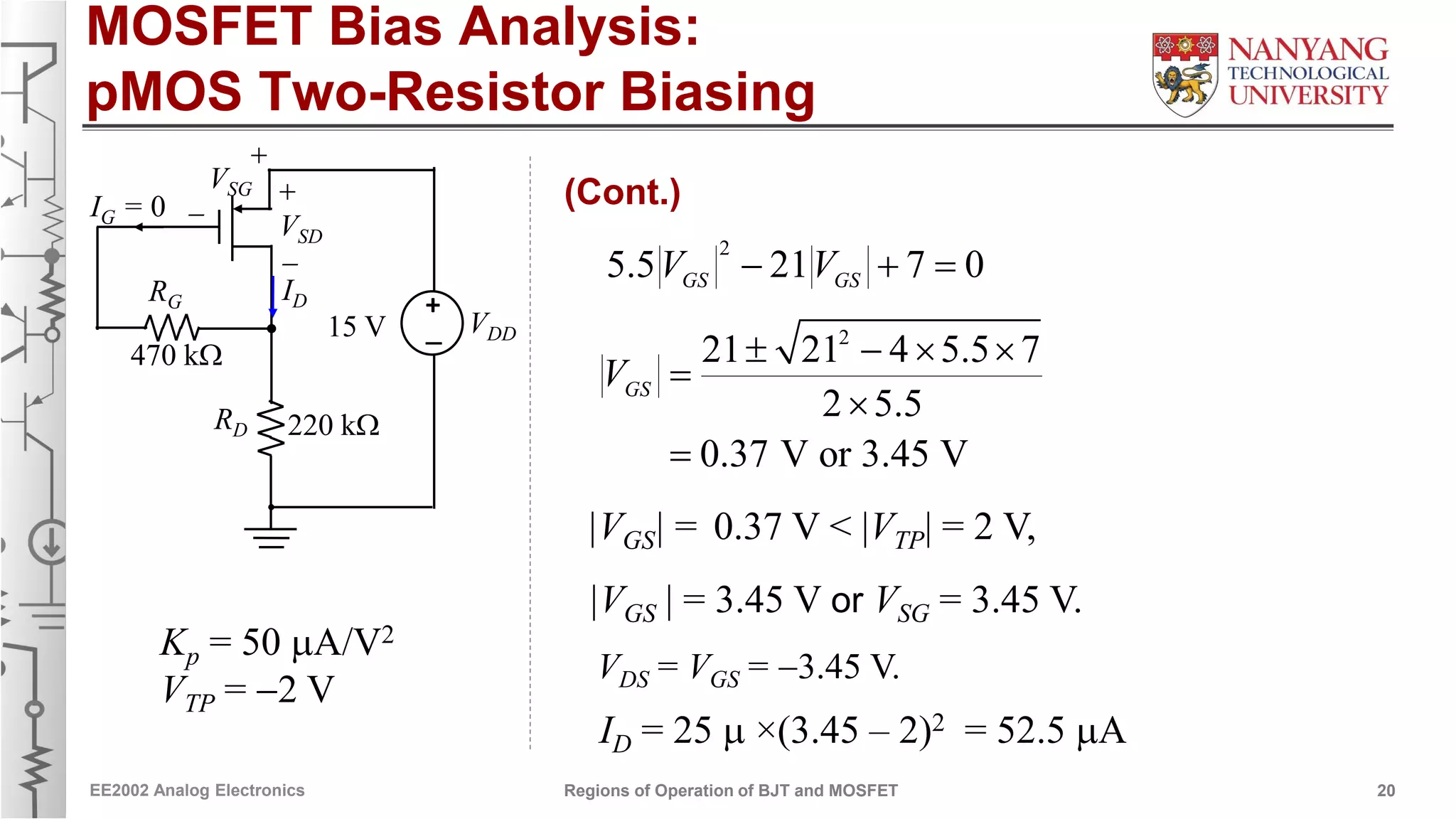 Regions of operation of bjt and mosfet | PDF