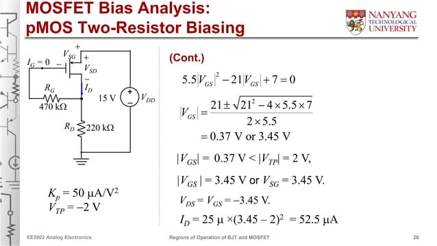 Regions of operation of bjt and mosfet | PDF