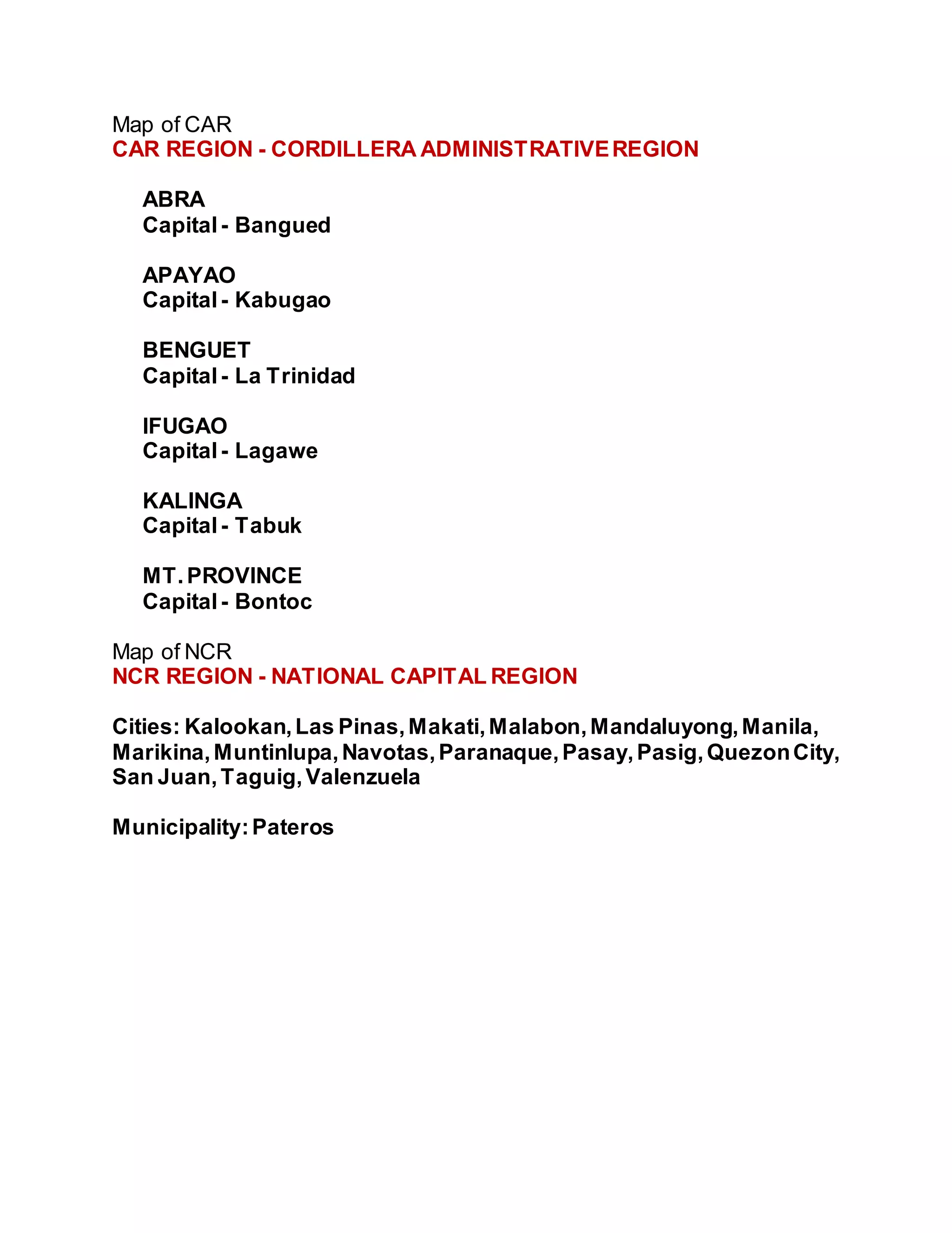 Regions of the philippines | DOCX