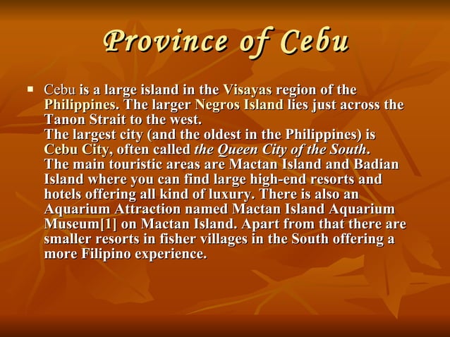 Region vii, central visayas Philippines | PPT | South America Travel ...