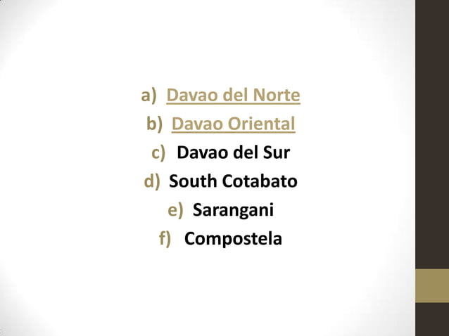 REGION XI: Davao Region | PPTX | Geography | Science