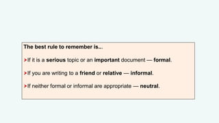 FS English Level 2 – March 18, 2023 (Writing: Formal, informal and ...