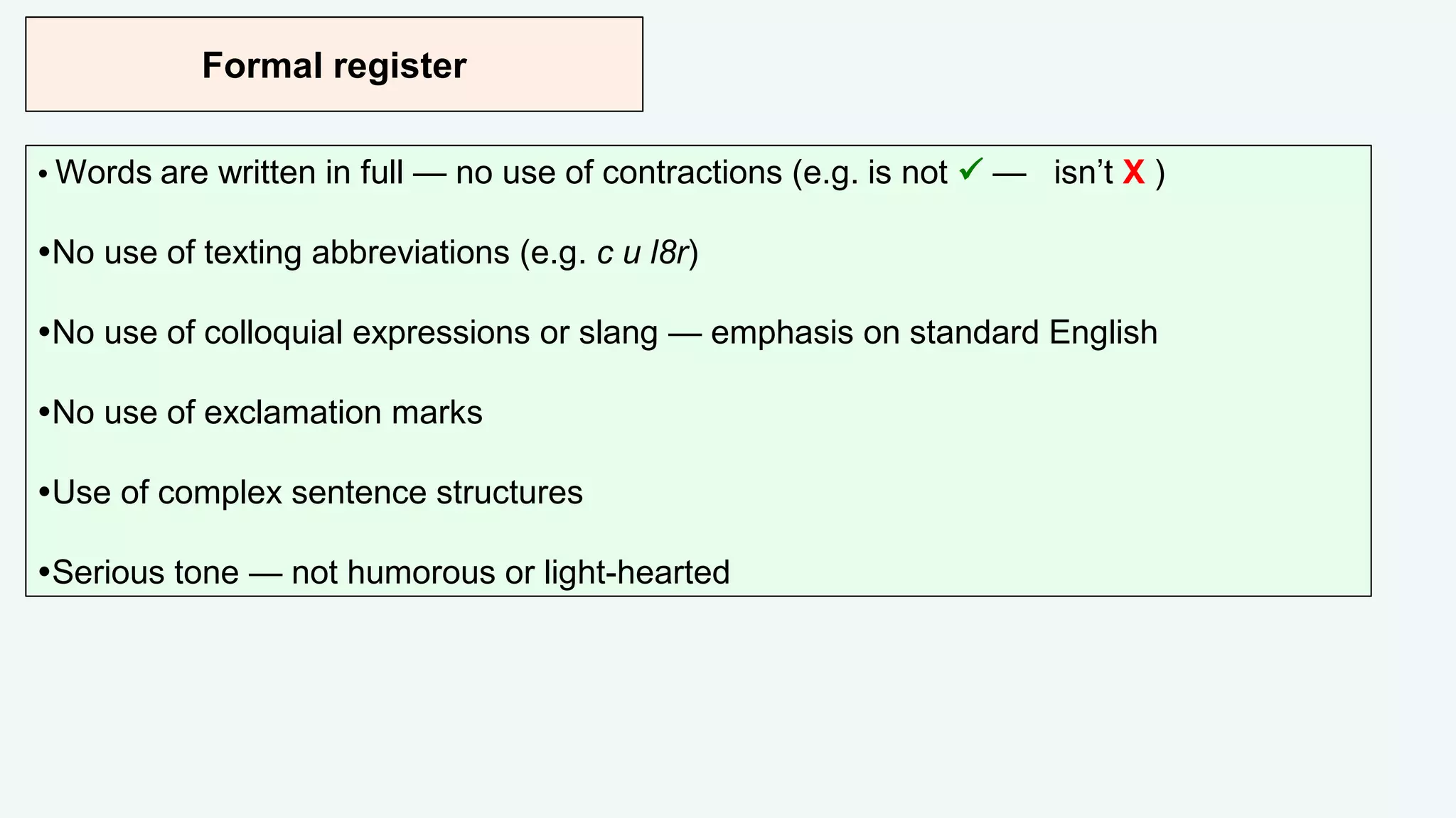 FS English Level 2 - March 18, 2023 (Writing: Formal, informal and neutral registers). | PPT