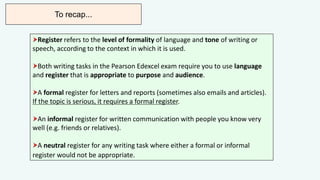 FS English Level 2 - March 18, 2023 (Writing: Formal, informal and ...