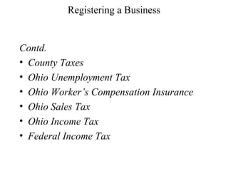 Registering a Business in Ohio | PPT